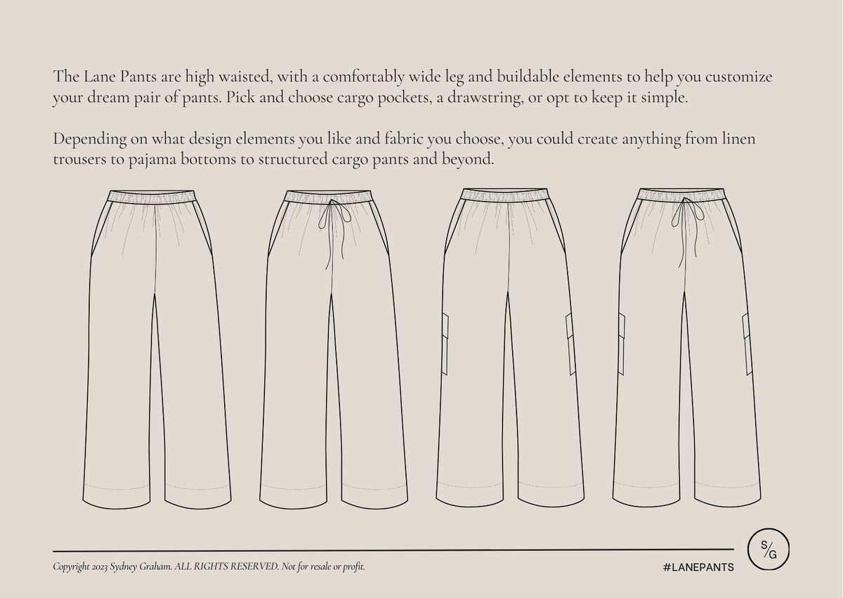 Syd Graham Patterns Lane Pants - PDF Pattern – The Sewing Club